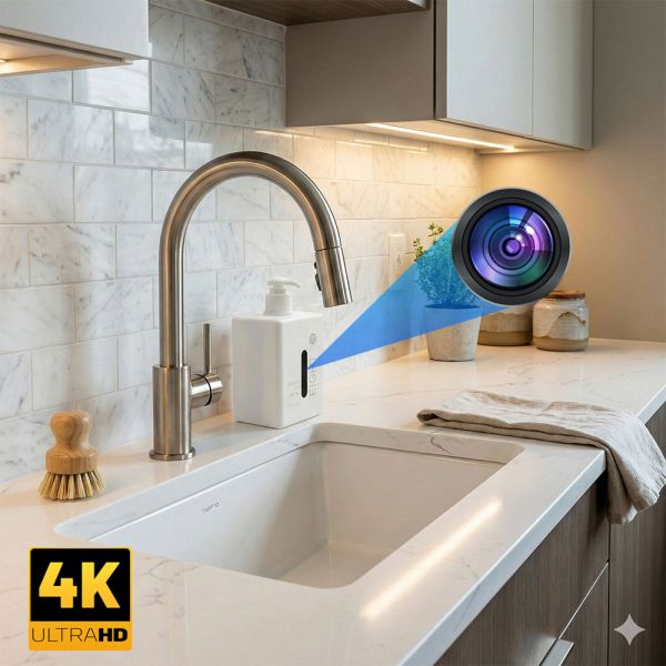 LUX - 4K UltraHD Black Hand Soap Shampoo Bottle WIFI Surveillance Camera