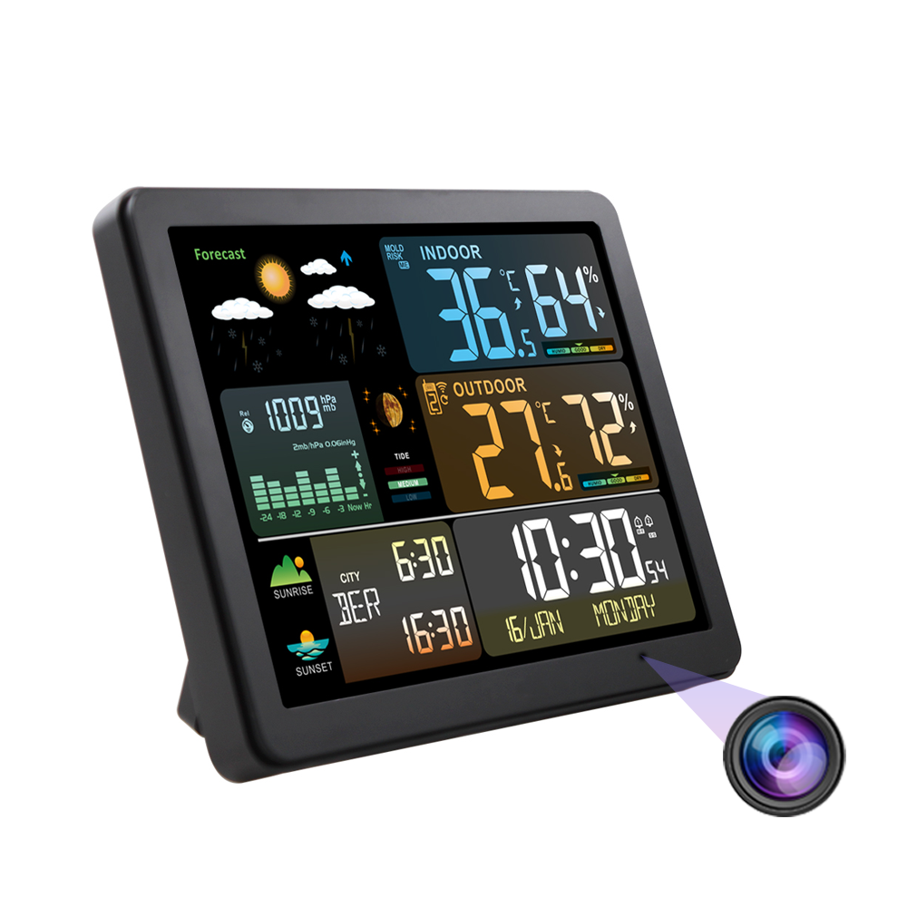 SuperHD 2.7K WIFI Streaming Nanny Cam Weather Station with Outdoor Sensor