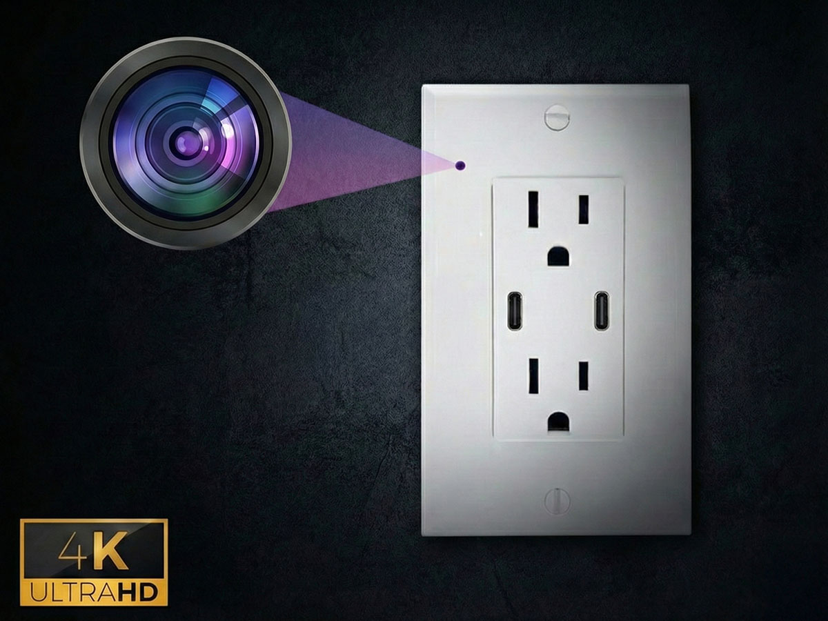 Cratus 4K WiFi Wall Outlet Security Camera with USB Ports