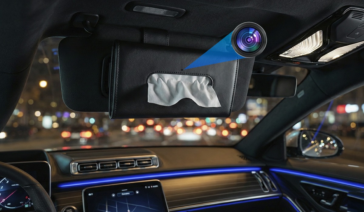 VIZOR - 4KUltra HD Tissue Holder Car Visor Surveillance Camera